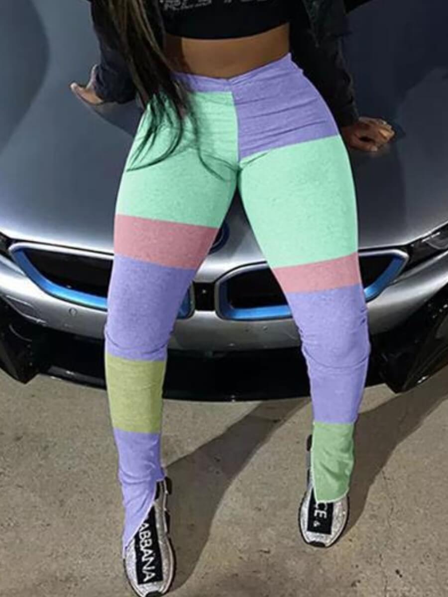 Lovely Casual Color-lump Patchwork Multicolor Pants Sale | LovelyWholesale