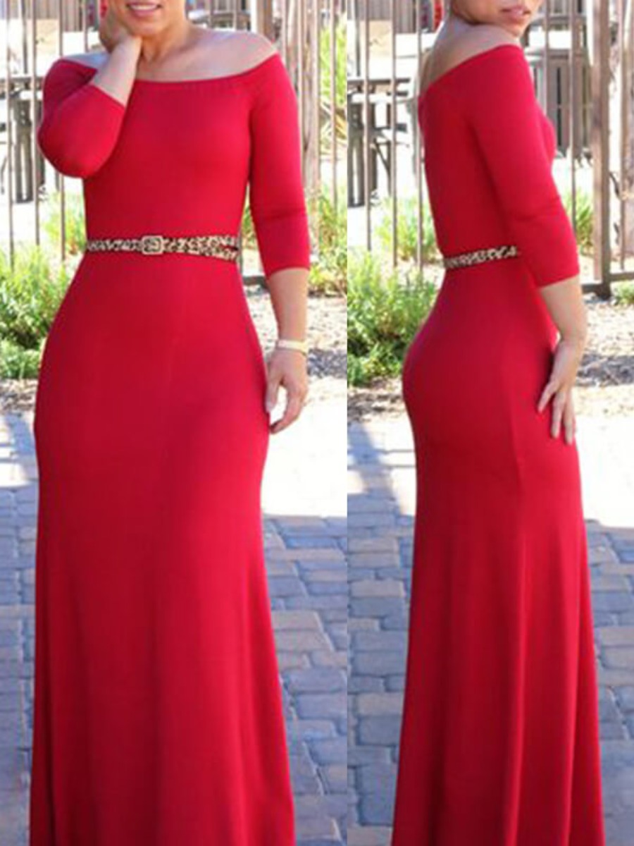 LW BASICS Off The Shoulder Prom Dress (Without Belt) Sale | LovelyWholesale