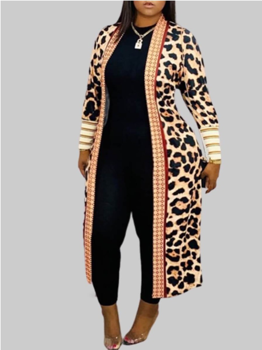 LW Plus Size Leopard Print Coat Sale | LovelyWholesale
