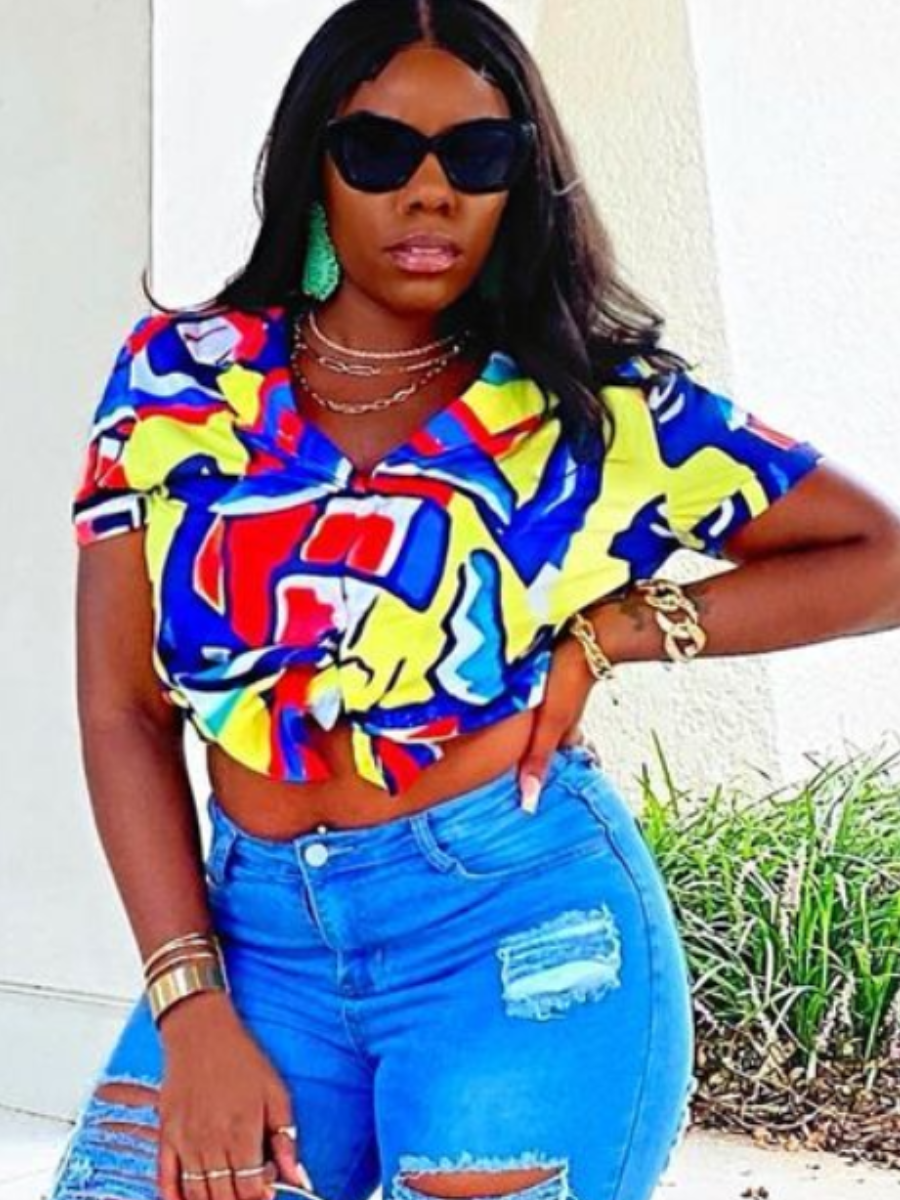 LW Color-lump Patchwork Blouse Sale | LovelyWholesale