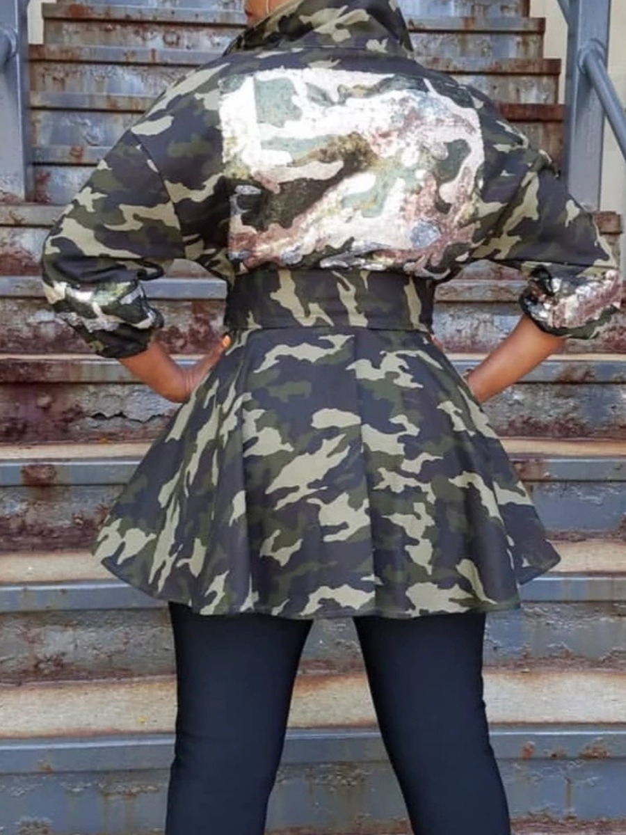 LW Camo Print Sequined Bandage Design Denim Jacket Sale | LovelyWholesale