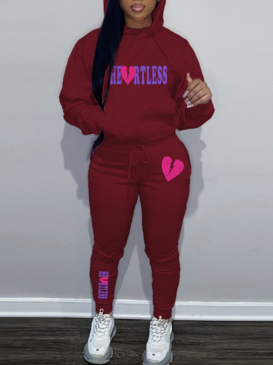 LW Broken Heart Letter Print Tracksuit Set Sale | LovelyWholesale