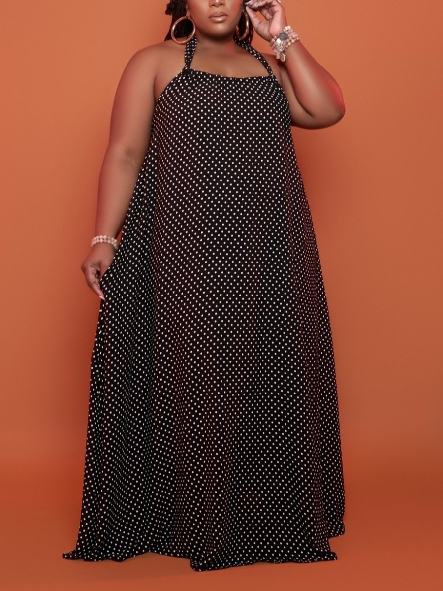 LW Plus Size Backless Dot Print Oversized Dress Sale | LovelyWholesale