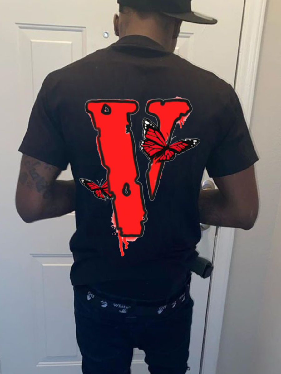 LW Men Butterfly Letter Print T-shirt Sale | LovelyWholesale